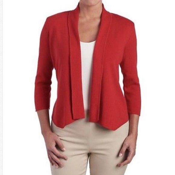 Kasper | Jackets & Coats | Kasper Womans Xl Red Shawl Collar 34 Sleeve ...